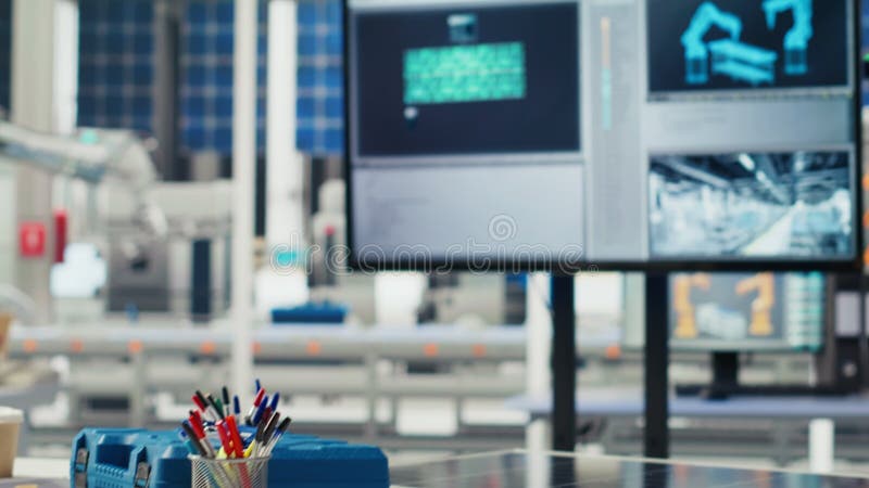 Tracking Program on Screen in Photovoltaics Factory Stock Footage ...
