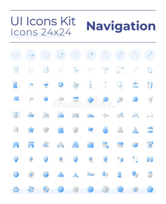 Tracking Real Time Location Flat Gradient Two-color Ui Icons Set Stock Vector - Illustration of ...