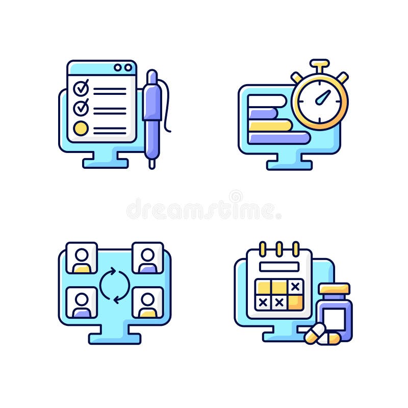 Tracking for Remote Work RGB Color Icons Set Stock Vector ...