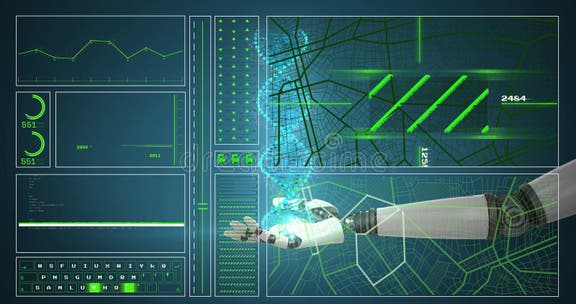 Tracking Robotic Arm Extending in Virtual Control Room, Displaying Hex ...