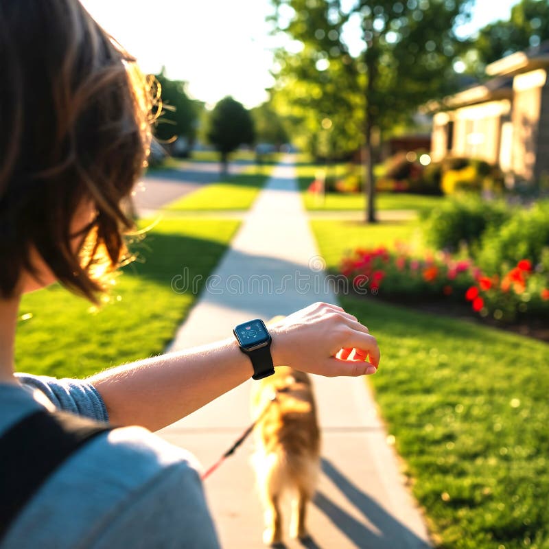 Tracking Steps while Walking the Dog Stock Illustration - Illustration ...