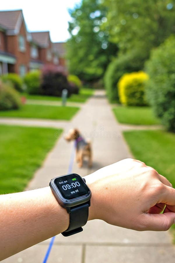 Tracking Steps while Walking the Dog Stock Illustration - Illustration ...