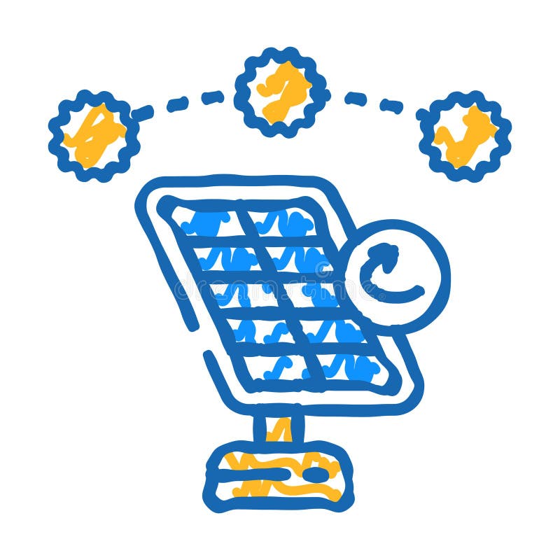 Tracking System Solar Panel Icon Doodle Illustration Stock Vector ...