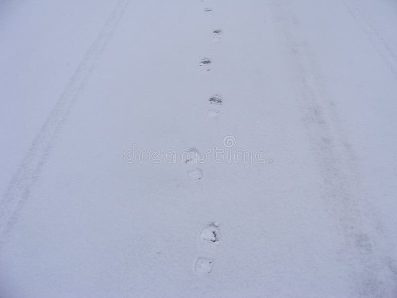 Tracks of Boots on Snow Close Up Stock Image - Image of adult, hunter ...
