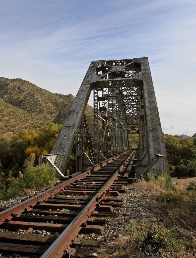 Tracks through the bridge stock image. Image of rails, span - 375219