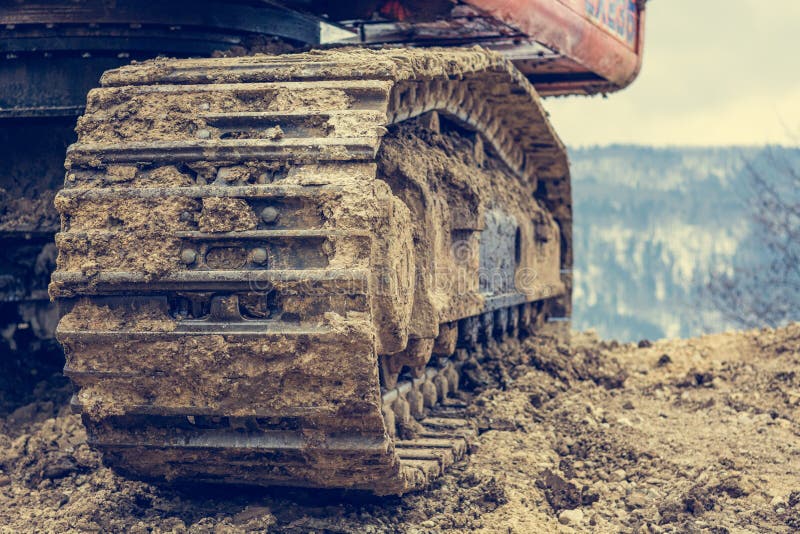 Tracks of a Excavator Machine on a Construction Site. Stock Photo ...