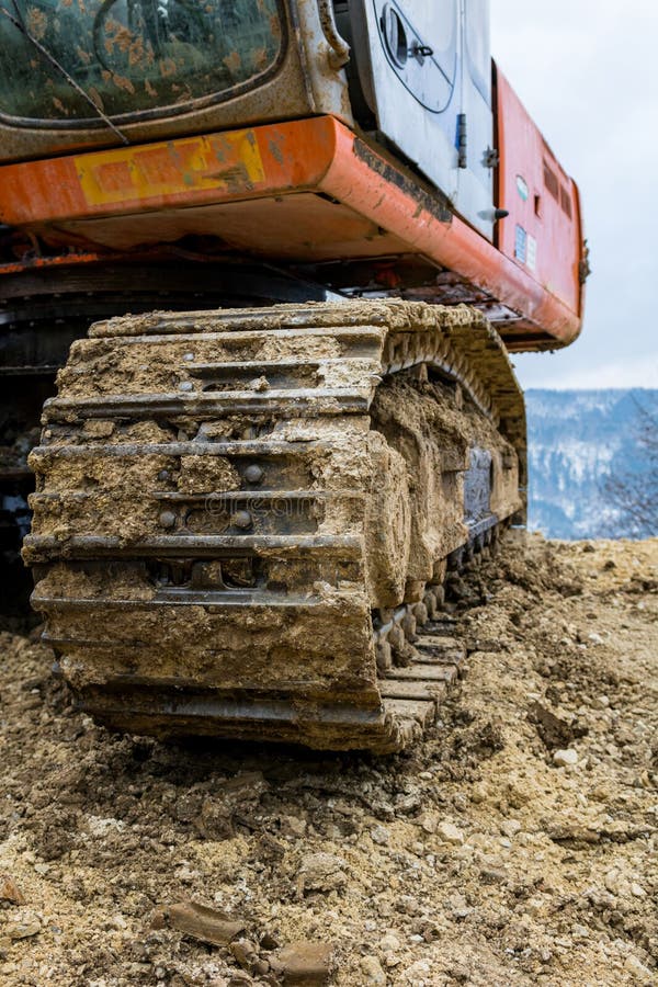 Tracks of a Excavator Machine on a Construction Site. Stock Image ...
