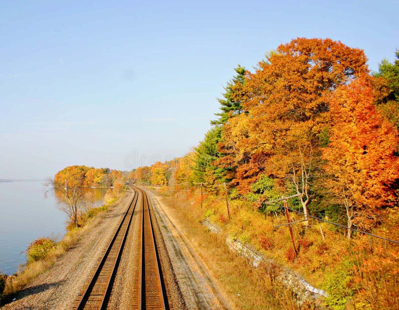 Tracks in the fall stock image. Image of fall, blue, orange - 12416181