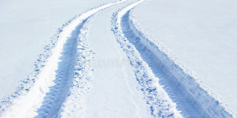 Tracks in fresh snow stock photo. Image of sunny, road - 37115588