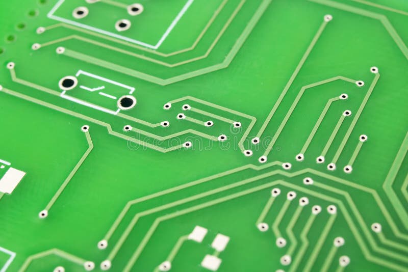 Tracks on the Green PCB Close Up Stock Photo - Image of circuit ...