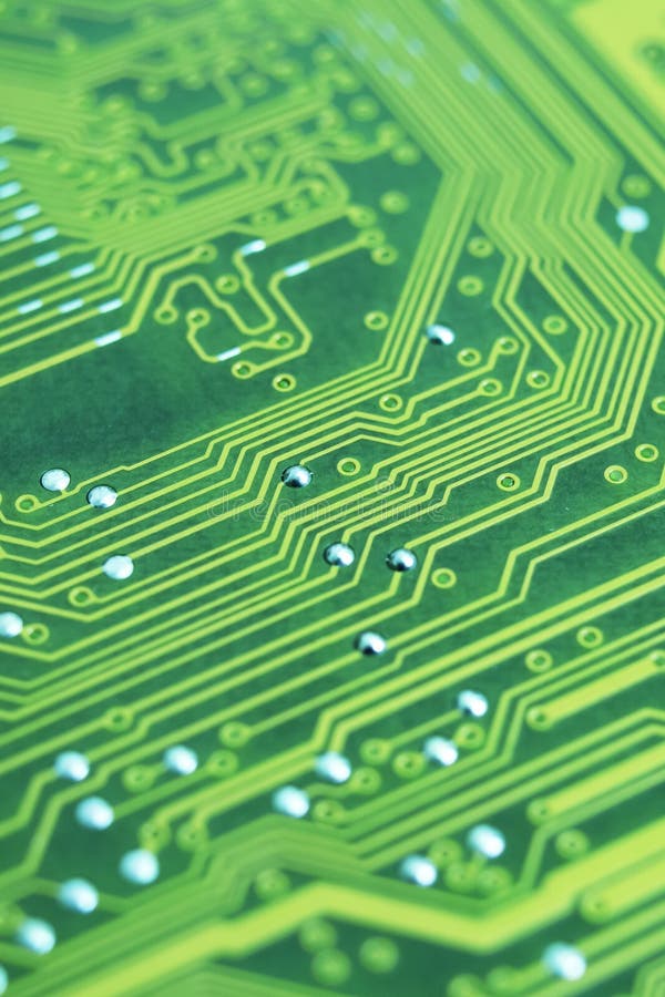 Tracks on the Green PCB Close Up Stock Image - Image of system, monitor ...