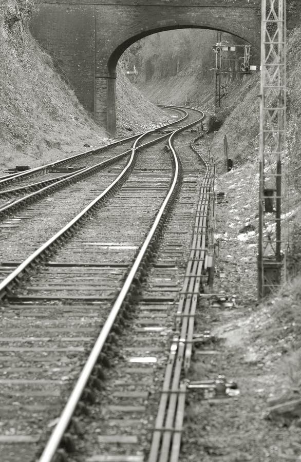 Merging Railroad Tracks stock photo. Image of forward - 28944016