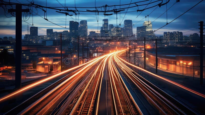 Tracks metro light rail stock illustration. Illustration of ...