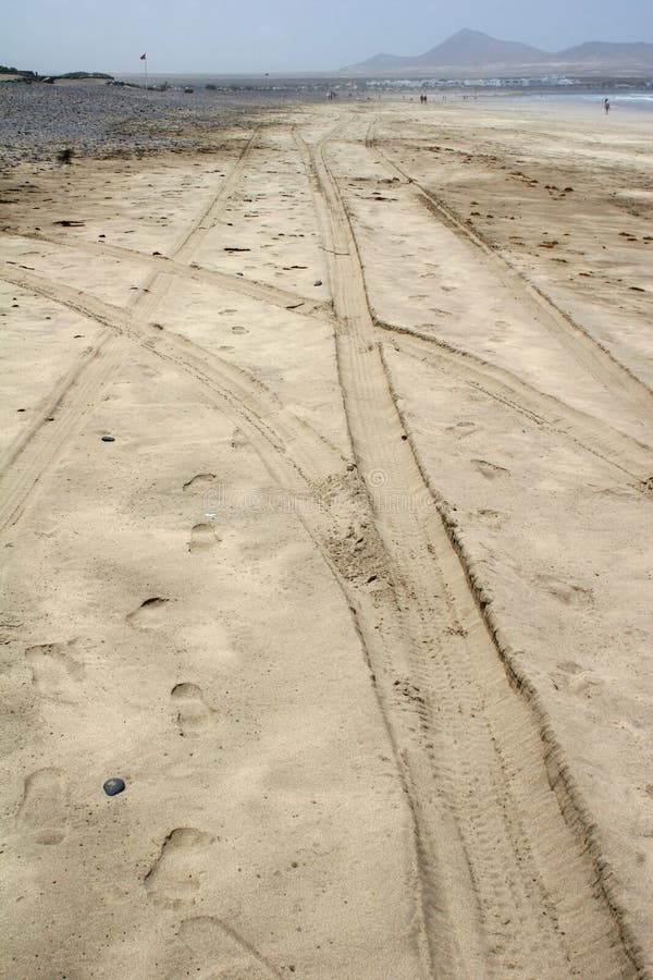 Tracks in the sand stock image. Image of auto, tire, tyre - 14558545