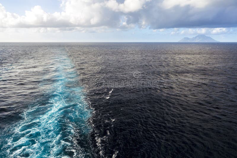 Tracks in the Sea Behind the Cruise Ship Stock Image - Image of wake ...