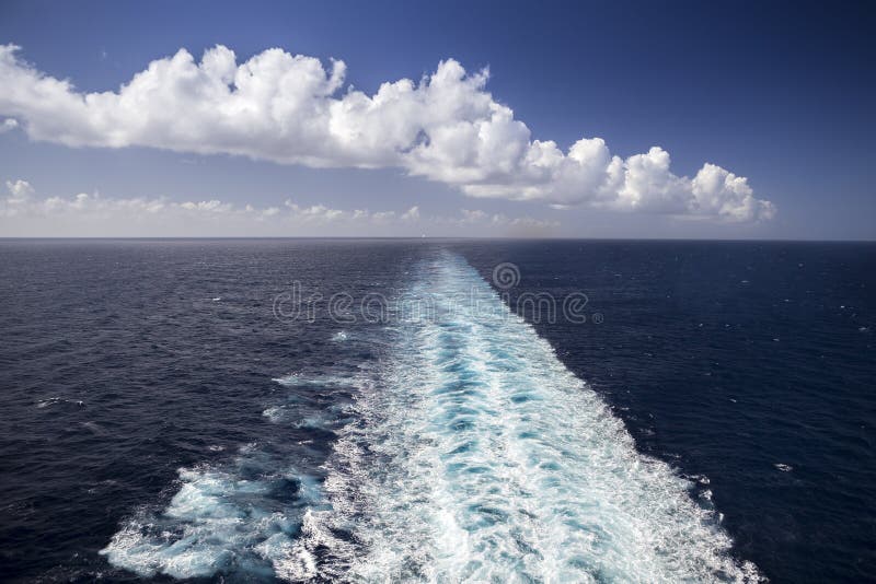 Tracks in the Sea Behind a Ship Stock Photo - Image of trace, travel ...