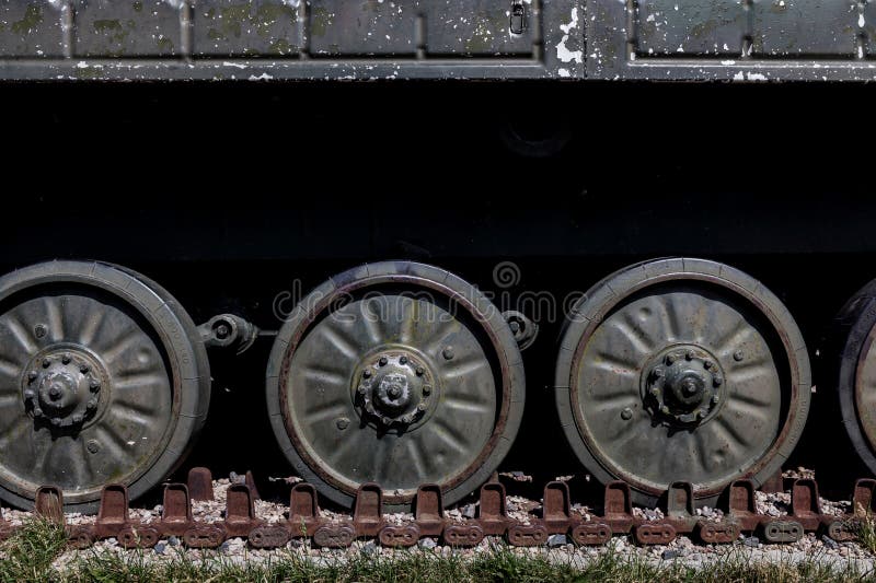 Tracks of the tank stock photo. Image of industrial - 286007536