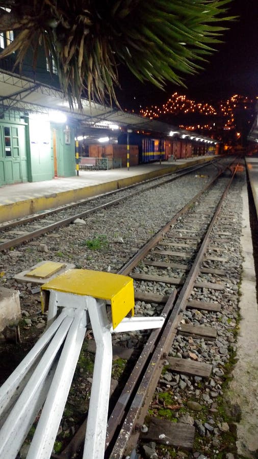 Tracks of the Train Station Alone at Night in Cusco Peru Stock Image ...