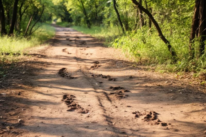 Tracks of Wildlife Observed on a Dirt Path Stock Photo - Image of ...