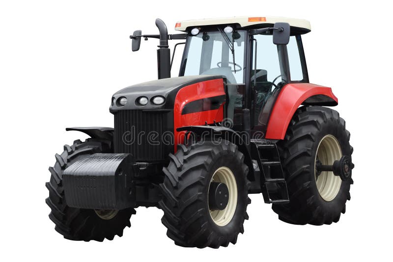 Nouveau Tracteur Puissant Rouge D'isolement Au-dessus Du Blanc Photo ...