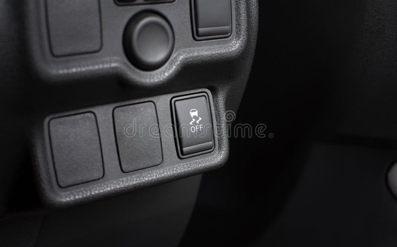 Traction Control Switch Button and Blank Socket in Car. Stock Photo ...