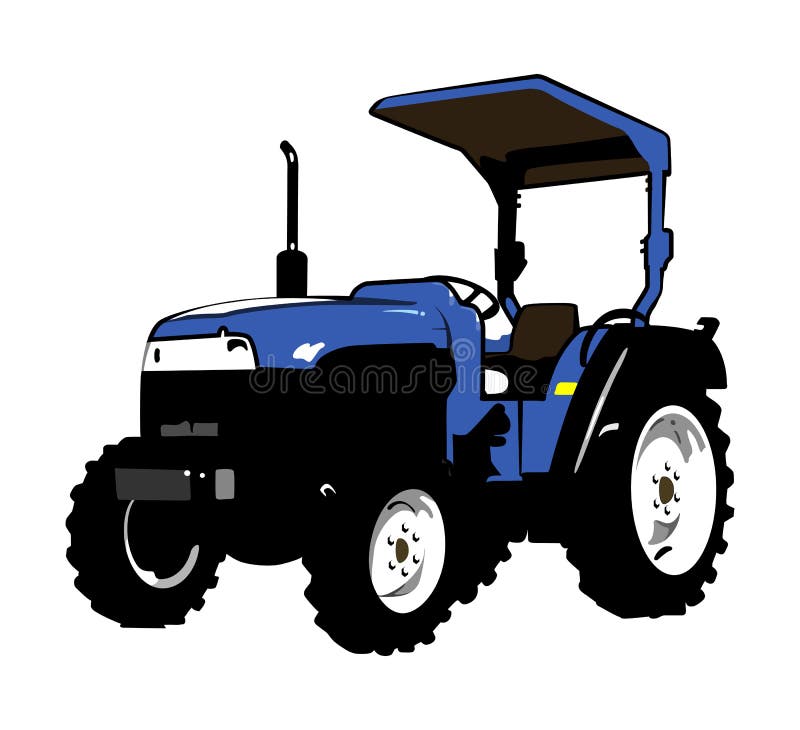 Blue cartoon tractor stock illustration. Illustration of comic - 94857780