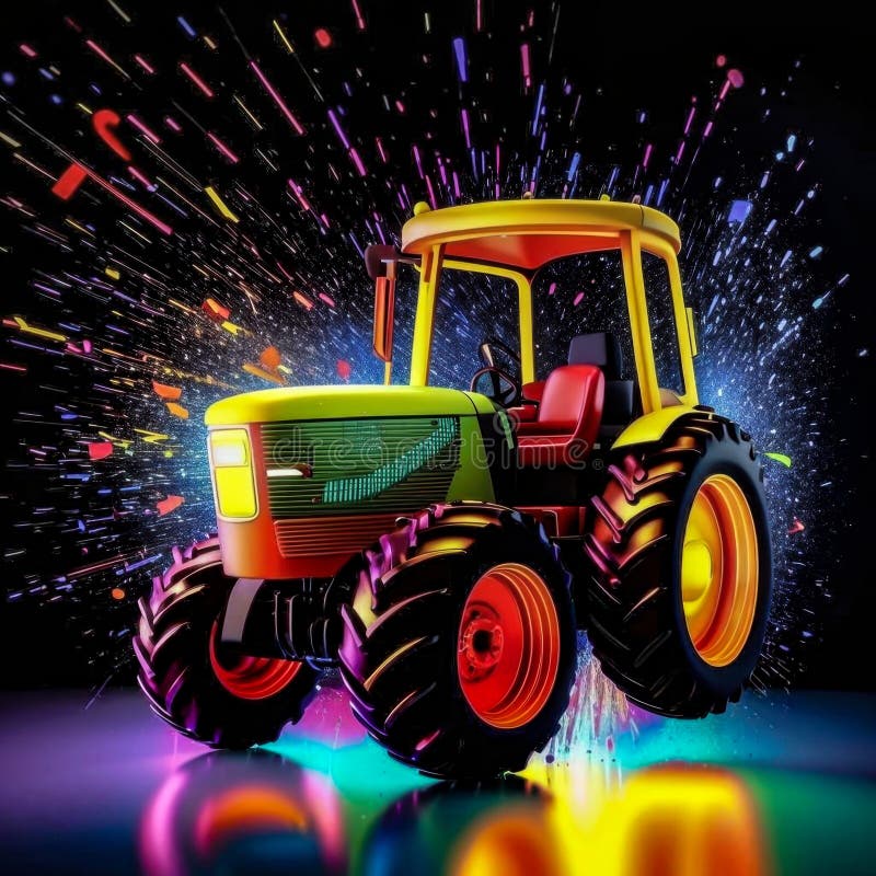 Tractor with Abstract Design. Stock Illustration - Illustration of ...