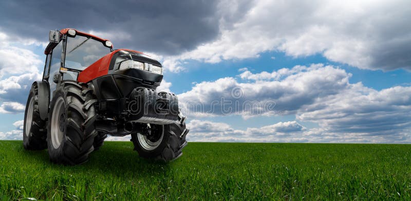 Tractor on a Agricultural Field Stock Photo - Image of tractor ...