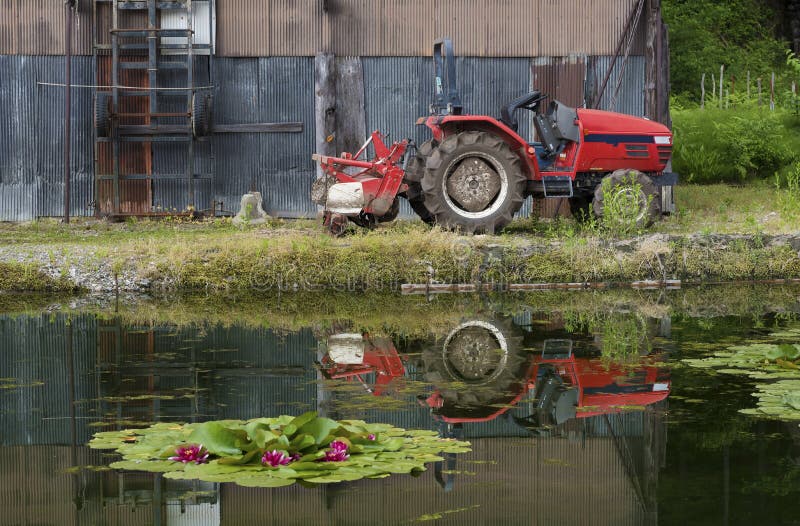 Tractor stock photo. Image of pond, natural, agricultural - 96226146