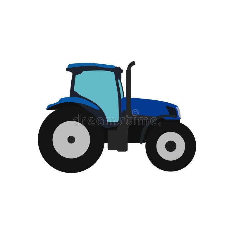 Tractor Azul Del Vector Ilustración Aislada Ilustración del Vector ...