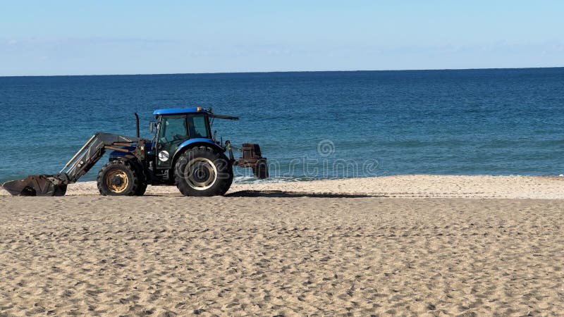 Tractor beach ocean stock footage. Video of heavy, outdoor - 369925374