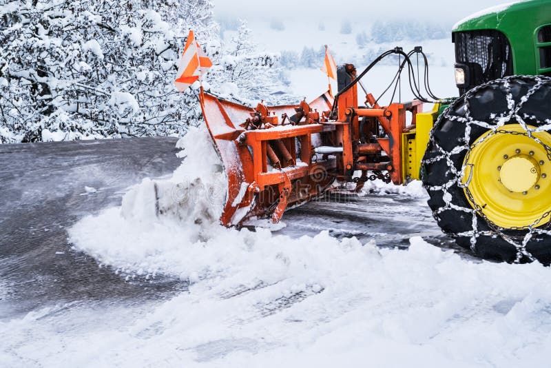 Tractor cleaning snow stock image. Image of tree, environment - 23296629