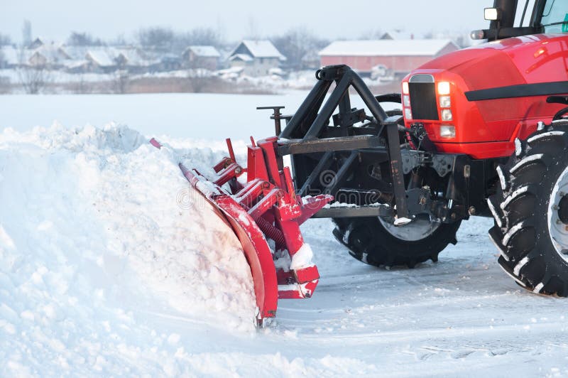Tractor cleaning snow stock photo. Image of path, curve - 23300810