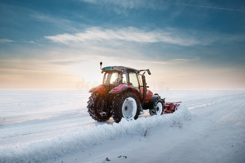 Tractor cleaning snow stock image. Image of tree, environment - 23296629