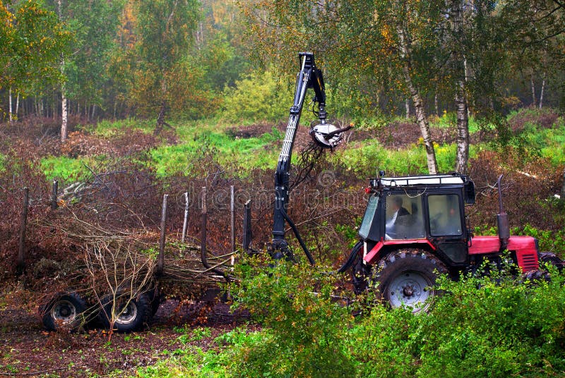 Tractor cleaning snow stock image. Image of tree, environment - 23296629