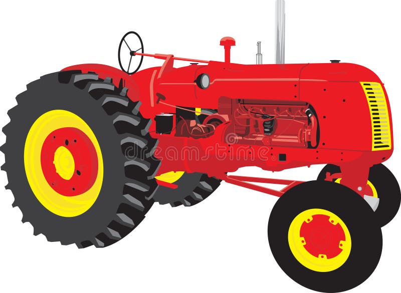 Tractor Construction Full Red Tractor Stock Vector - Illustration of ...