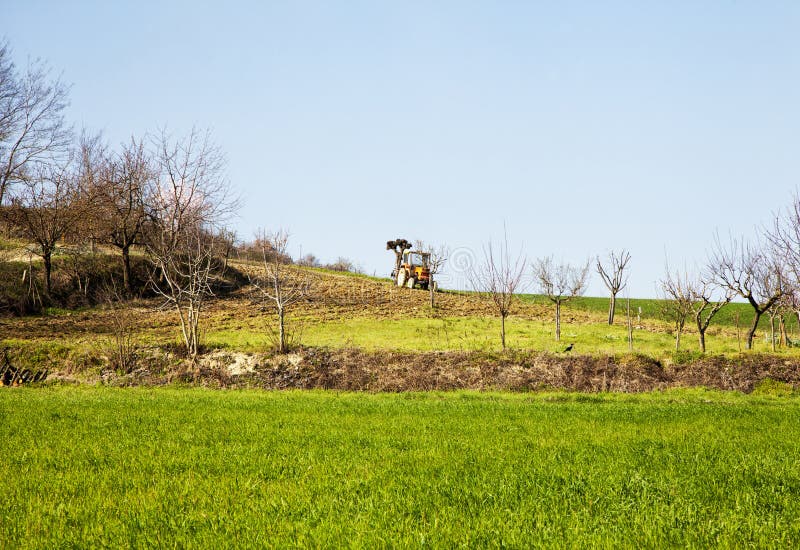 Tractor in the country stock image. Image of work, agriculture - 69481563
