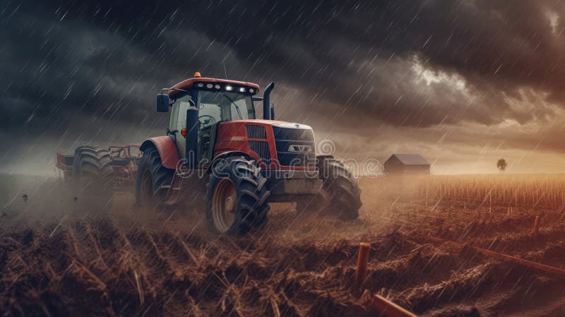 Tractor Crashes in a Storm. Generative AI Stock Image - Image of wreck ...