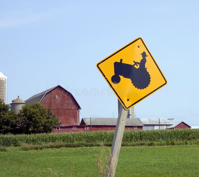 Tractor Crossing Sign stock photo. Image of barn, wisconsin - 8299542