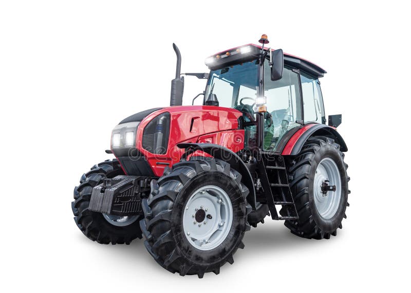 Tractor De Ruedas Moderno Aislado En Fondo Blanco Foto de archivo ...