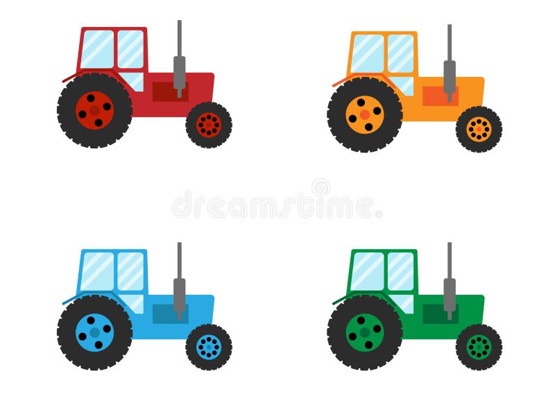 Tractor Different Colors Set Stock Vector - Illustration of agriculture ...