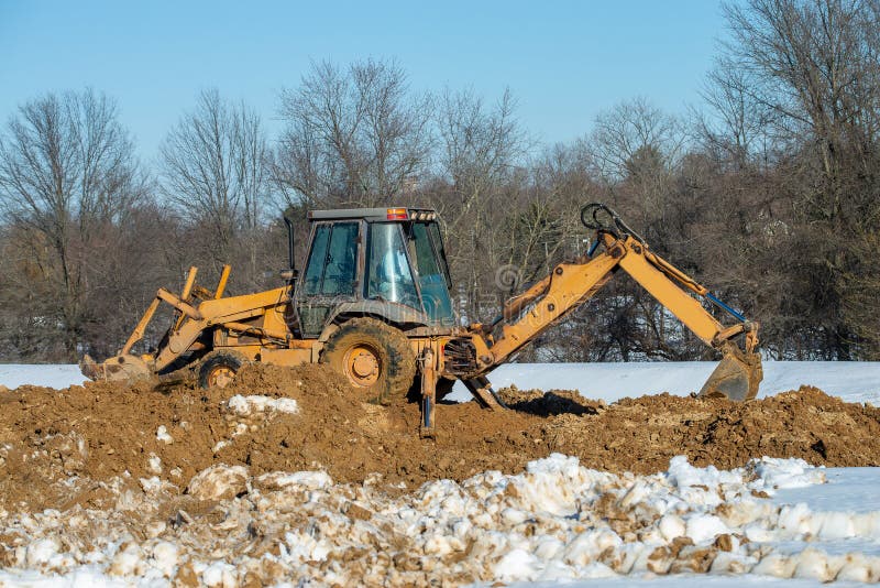 Tractor Digging the Ground Under the Foundation Stock Image - Image of ...