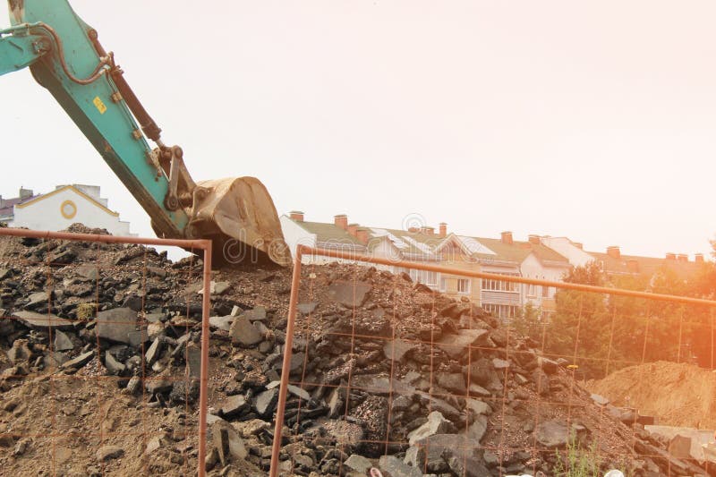 Tractor Digging Trench Repair Construction Work Stock Photo - Image of ...