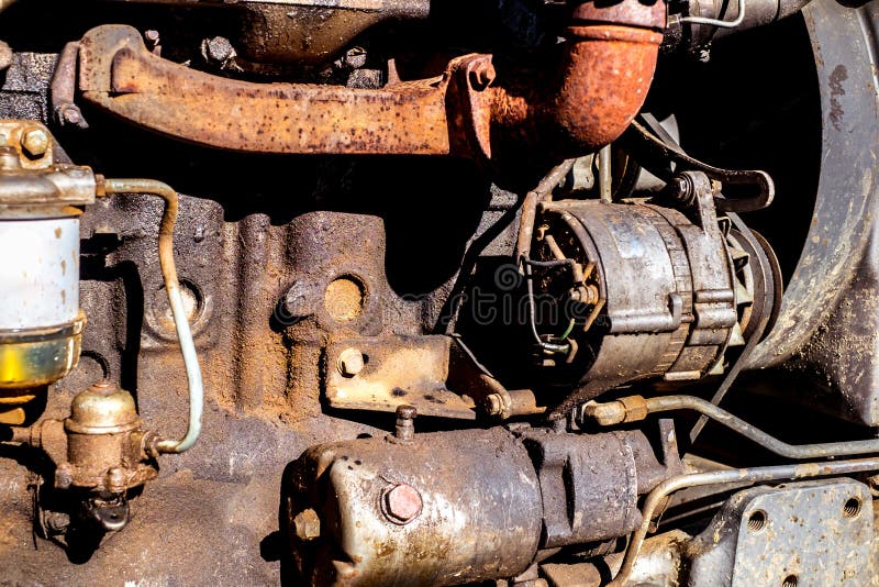 Tractor Dirty Engine Close Up Stock Photo - Image of engineering, gear ...