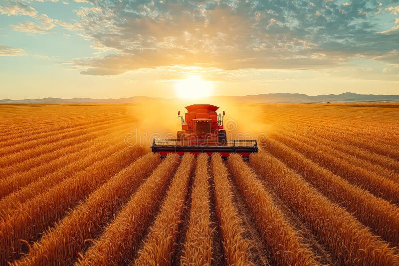 Tractor is Driving through a Field of Corn Stock Photo - Image of crop ...