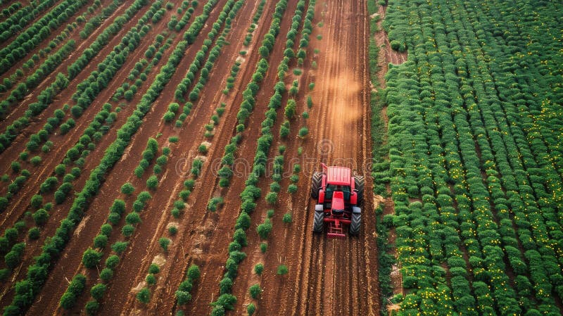 Tractor Driving through Field of Crops Stock Photo - Image of landscape ...