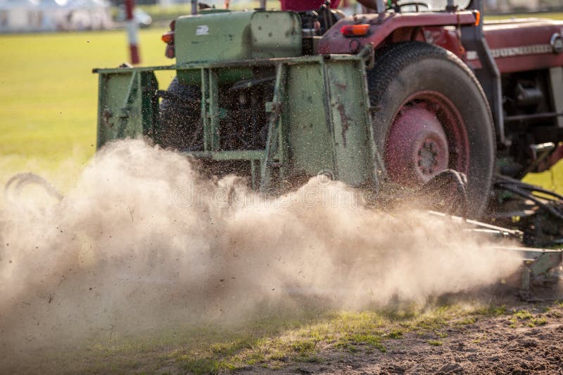 Tractor in dust stock image. Image of bread, industrial - 32821657