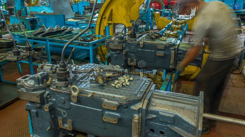 Tractor Engine Assembled on the Factory Production Line on Tractor ...