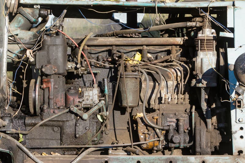 Tractor engine old stock photo. Image of tractor, automotive - 134342748