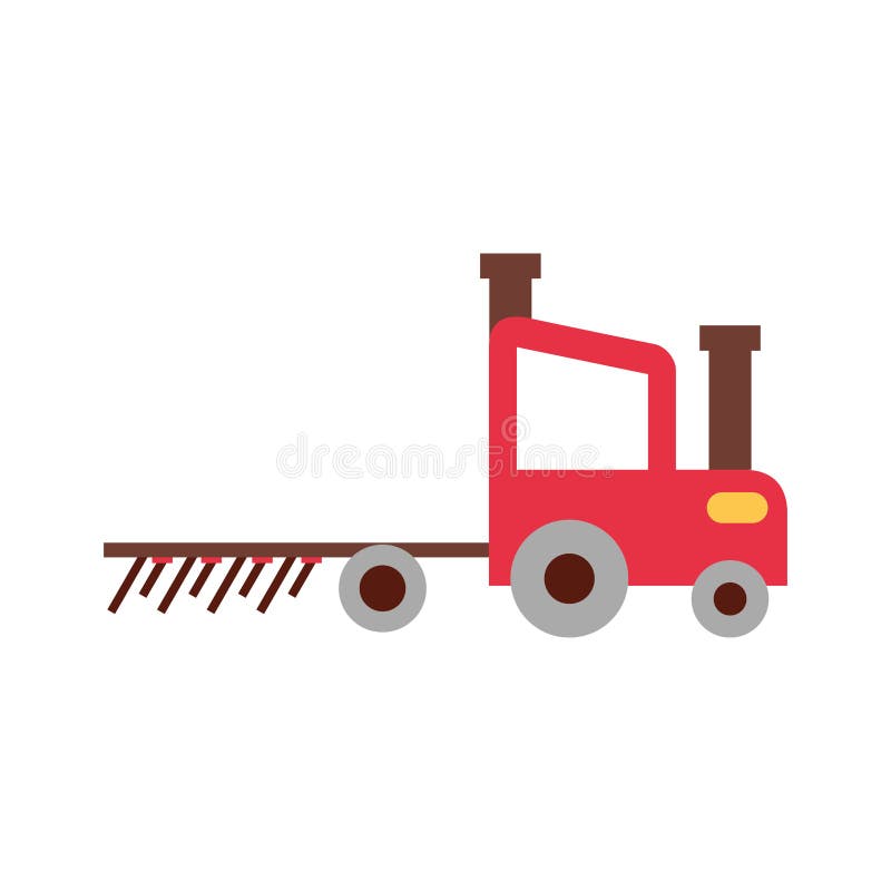 Tractor farm with rake stock vector. Illustration of flat - 95262397